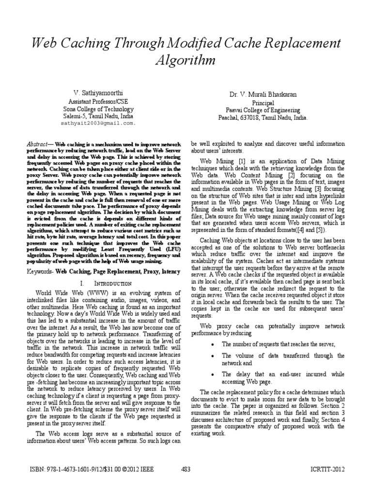Web Caching Through Modified Cache Replacement Algorithm | PDF | Cache ...