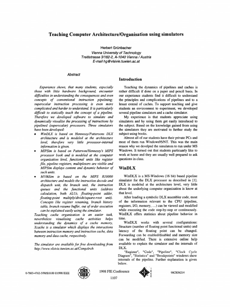 Teaching Computer Architecture Organisation Using Simulators | PDF | Central Processing Unit ...