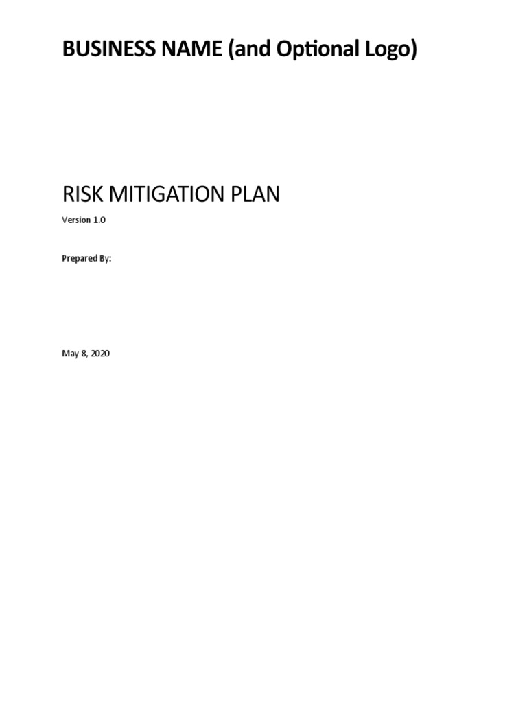 Risk Mitigation Plan OUTLINE | PDF | Risk | Risk Assessment
