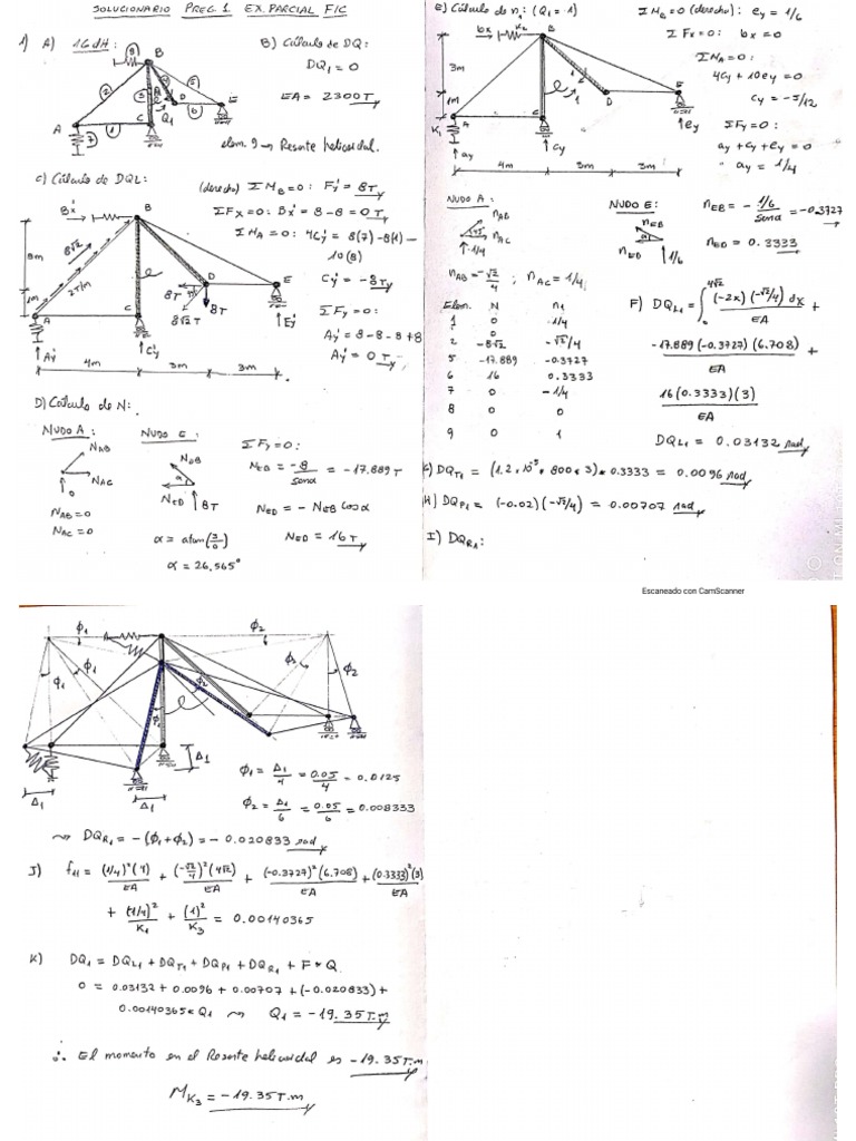 Solucionario Analisis Estructural Examen Parcial Fic | PDF