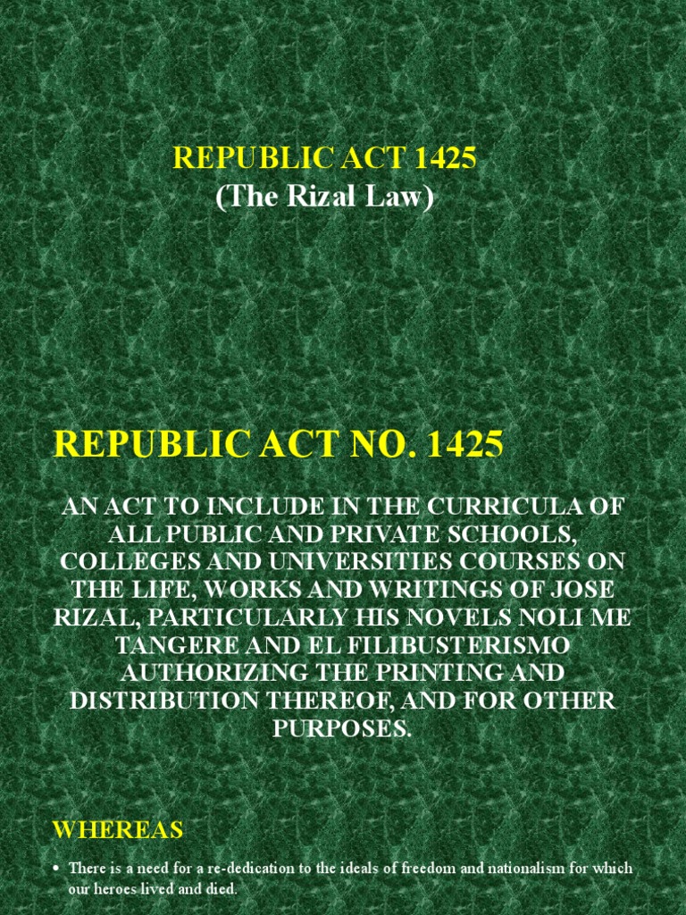 Republic Act 1425: (The Rizal Law) | PDF | Government | Justice