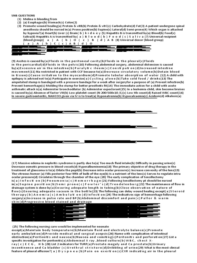 SNB Questions | PDF | Dietary Fiber | Diet & Nutrition