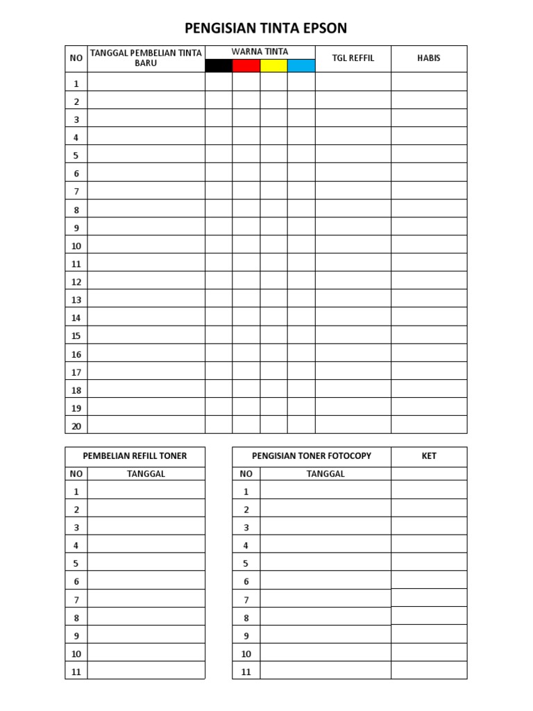 Form Stok Tinta Dan Tonner | PDF