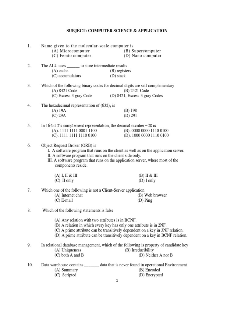 Subject Computer Science And Application Pdf Java Programming Language Random Access Memory