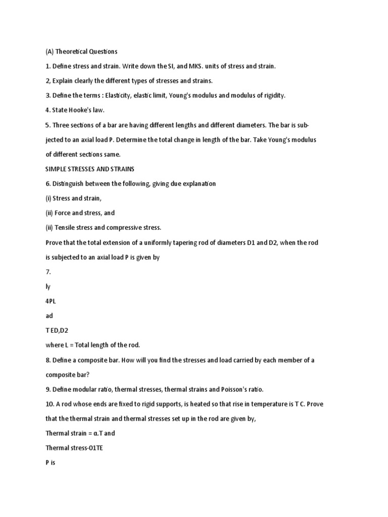 Som Question | PDF | Stress (Mechanics) | Young's Modulus
