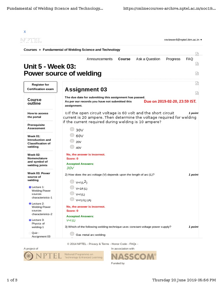 Welding Numericals Noc19 - Me16 - Assignment4 | PDF | Welding | Construction