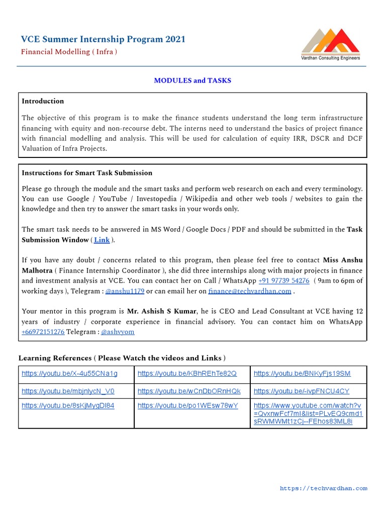 Modules and Tasks | PDF | Project Finance | Debt