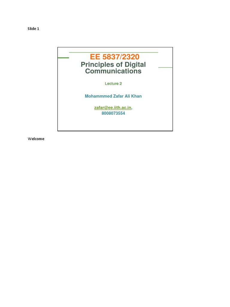 Principles of Digital Communications: Slide 1 | PDF | Modulation ...