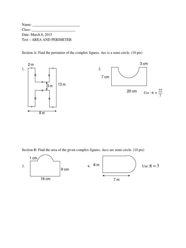 Area and Perimeter Quiz 2 | PDF