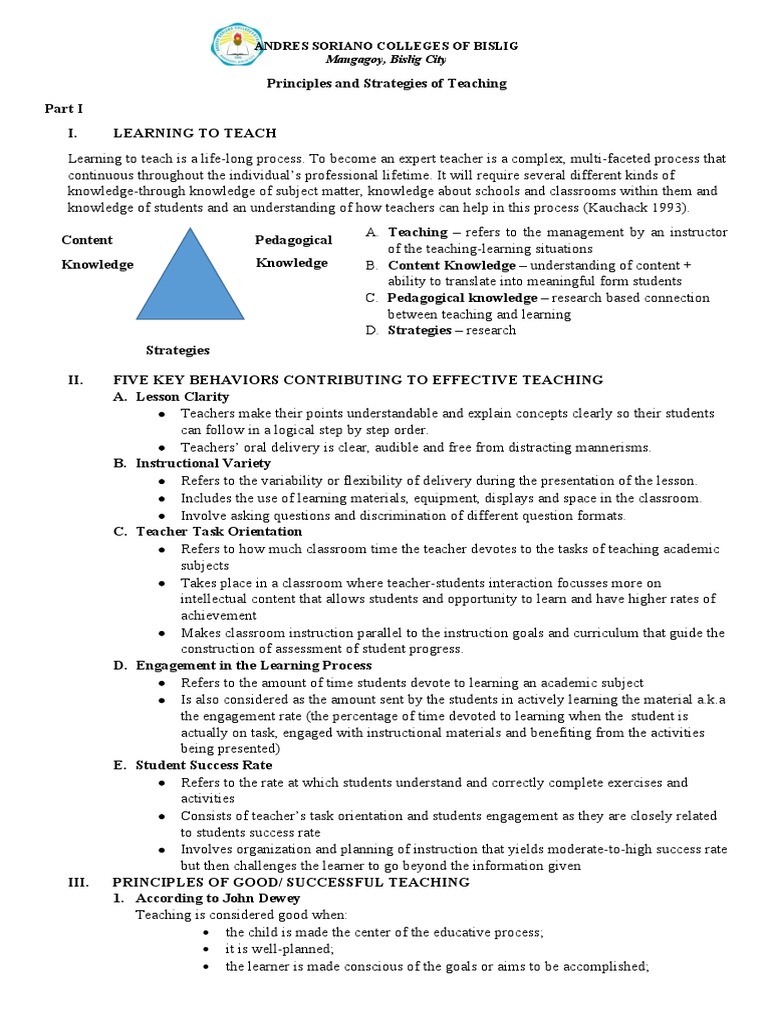 Principles and Strategies of Teaching 2020 AND 2021 | PDF | Learning ...