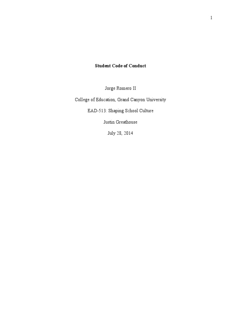Student Code of Conduct | PDF | Bullying | Teachers