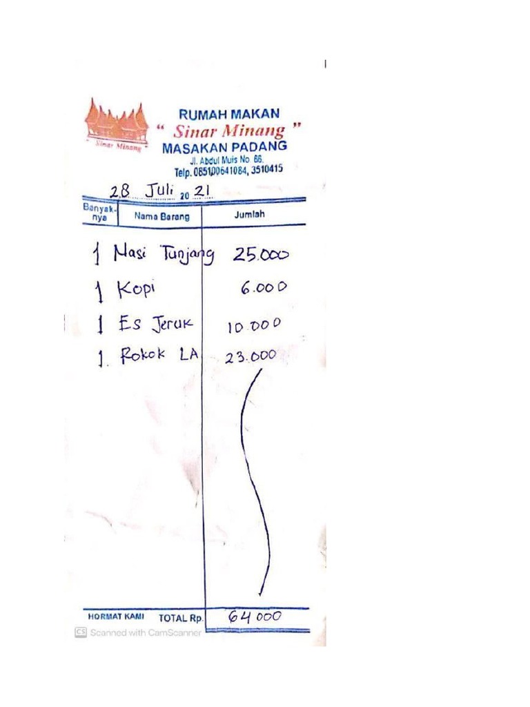 Nota Nasi Padang | PDF