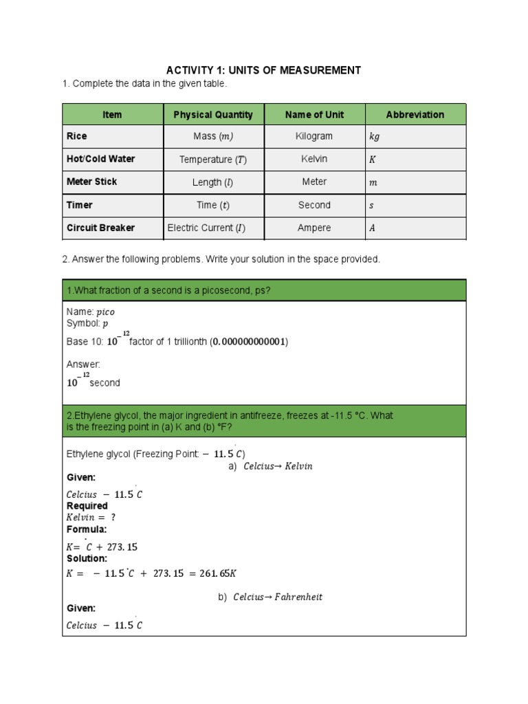 Units of Measurement | PDF | Density | Metrology