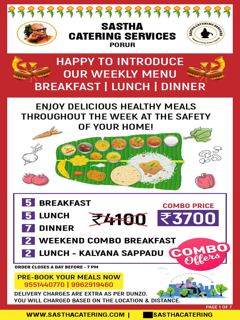 Weekly Catering Menu Overview | PDF | Curry | Chutney