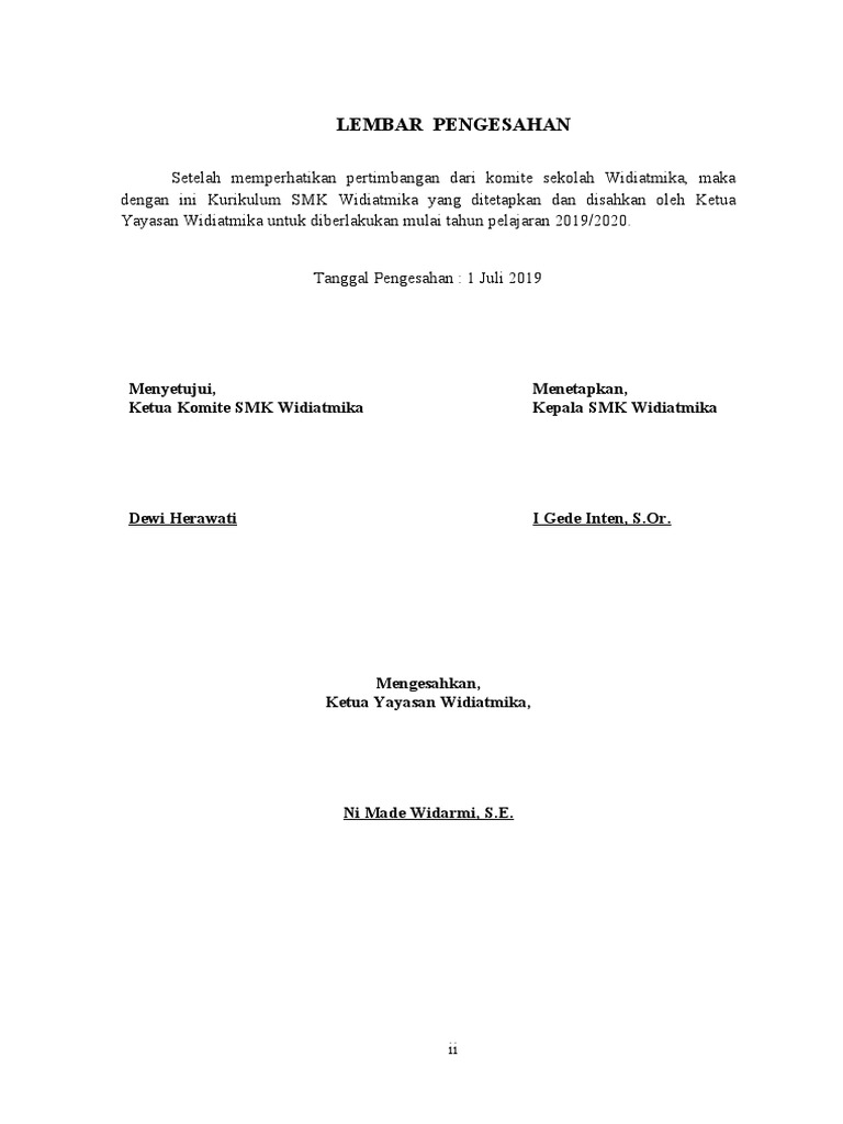 2 Lembar Pengesahan TTD Yayasan | PDF