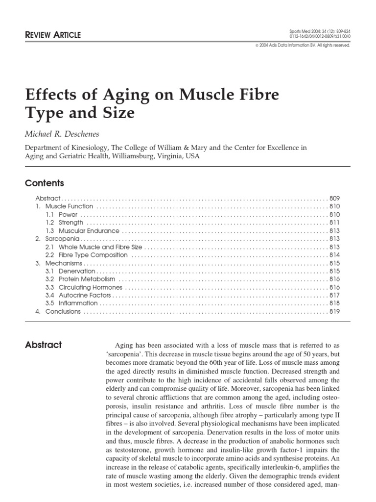 Aging Effects on Muscle Fiber and Function | PDF | Muscle Contraction ...