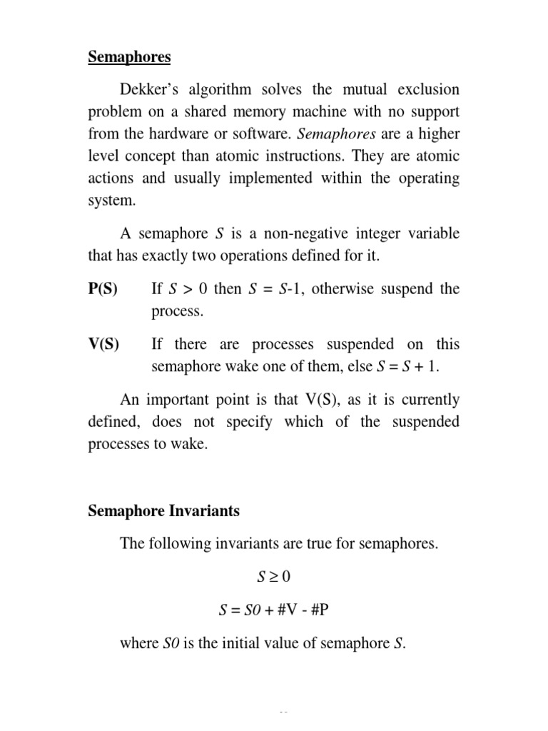 Semaphores: S S S0 + #V - #P | PDF | Concurrent Computing | Operating System Technology