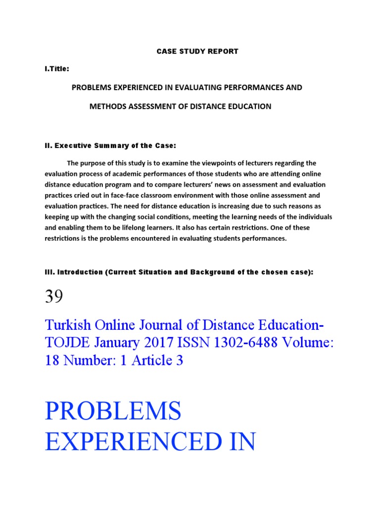 Case Study Report | PDF | Educational Assessment | Distance Education