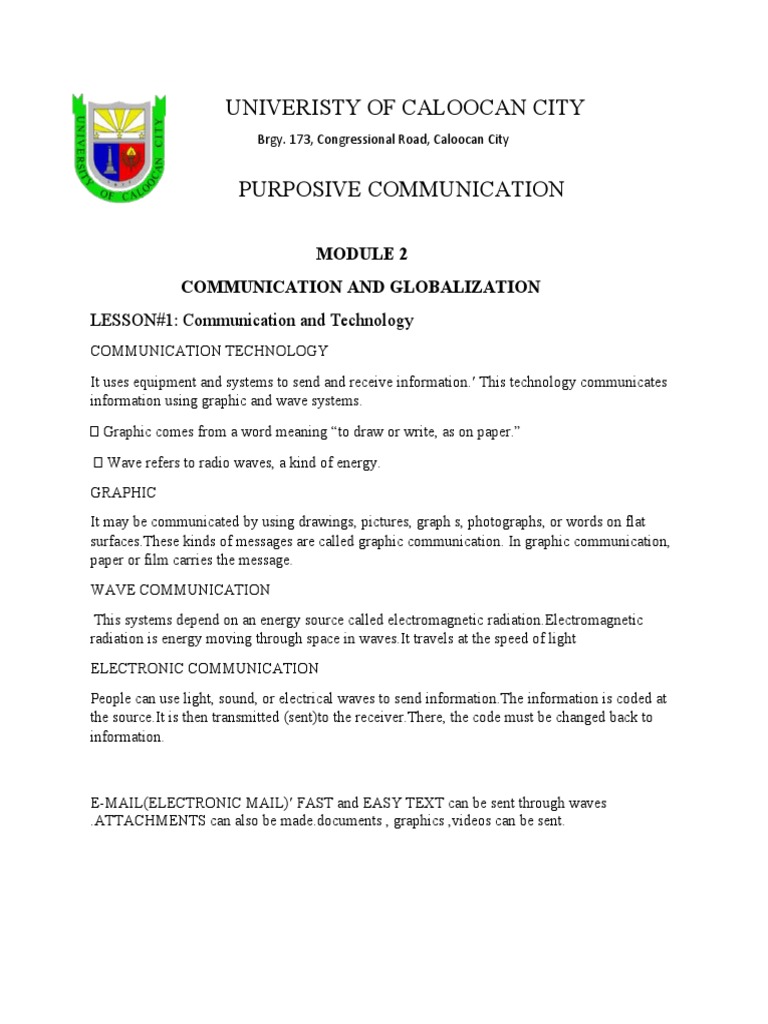 Purposive Communication Module 2 | PDF | Globalization | Communication
