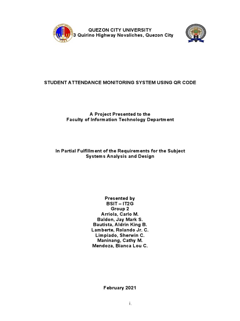 Student Attendance Monitoring System Using QR Code | PDF | Qr Code ...