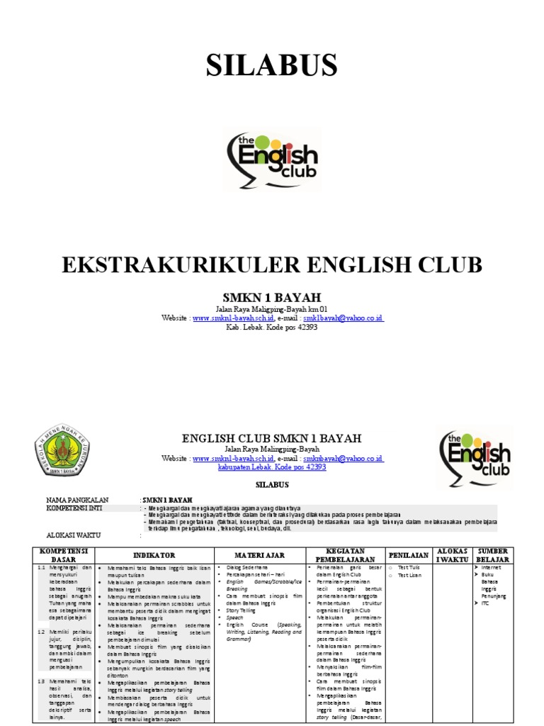 Silabus English Club | PDF