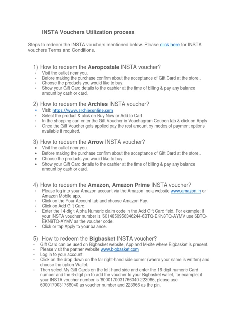 INSTA Vouchers Utilization Process: 1) How To Redeem The Aeropostale ...