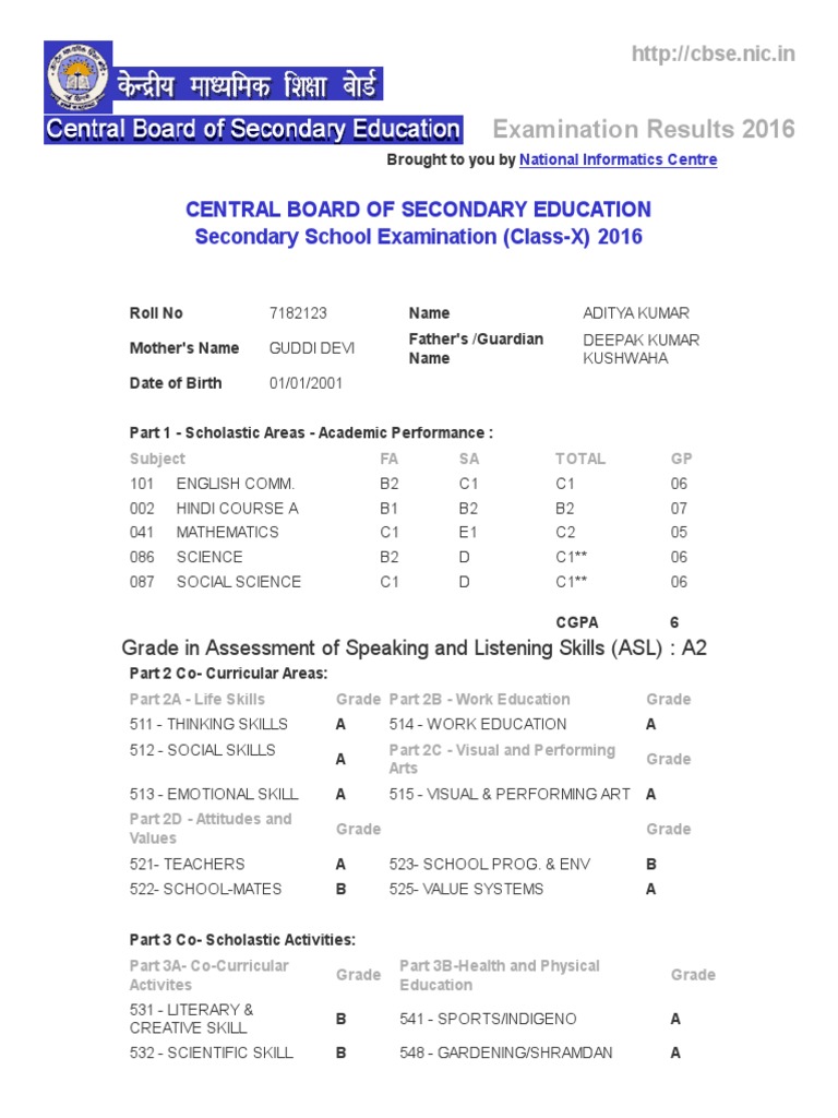 CBSE 10th Results | PDF | Educational Stages | Educational Assessment ...