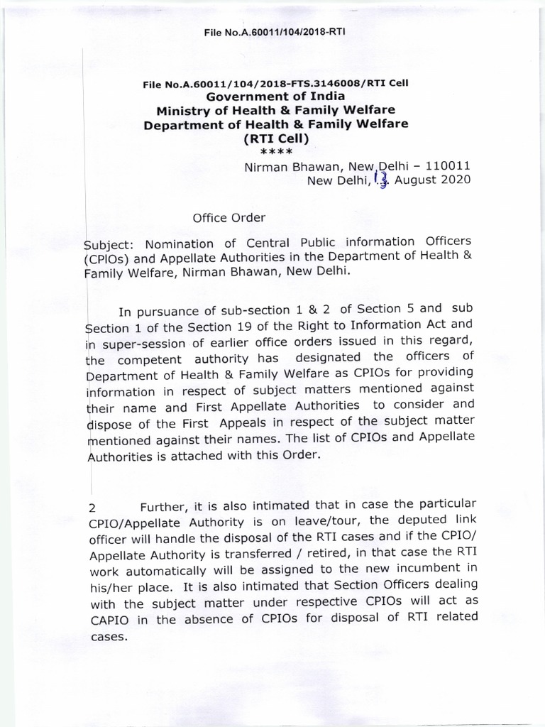 Office Order of CPIO Aaa | PDF | Health Sciences | Health Care