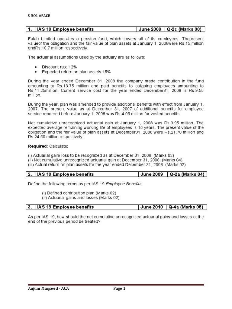 IAS 19 Employee Benefits | PDF | Defined Benefit Pension Plan | Pension