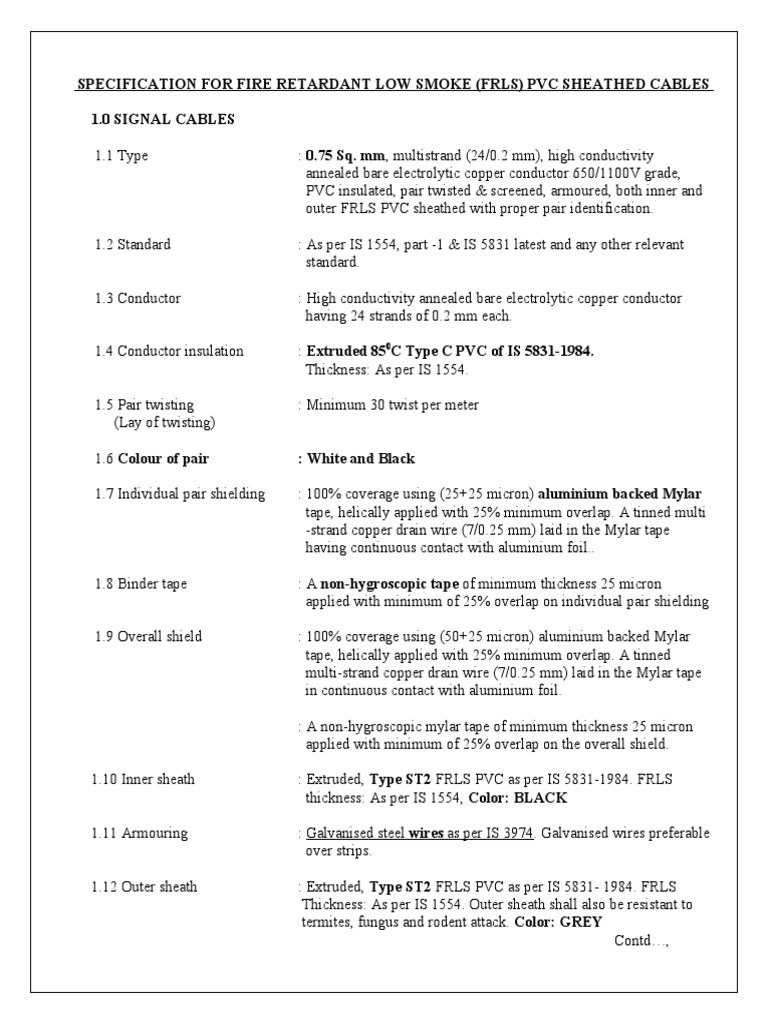 Tech Specs | PDF | Wire | Electrical Conductor