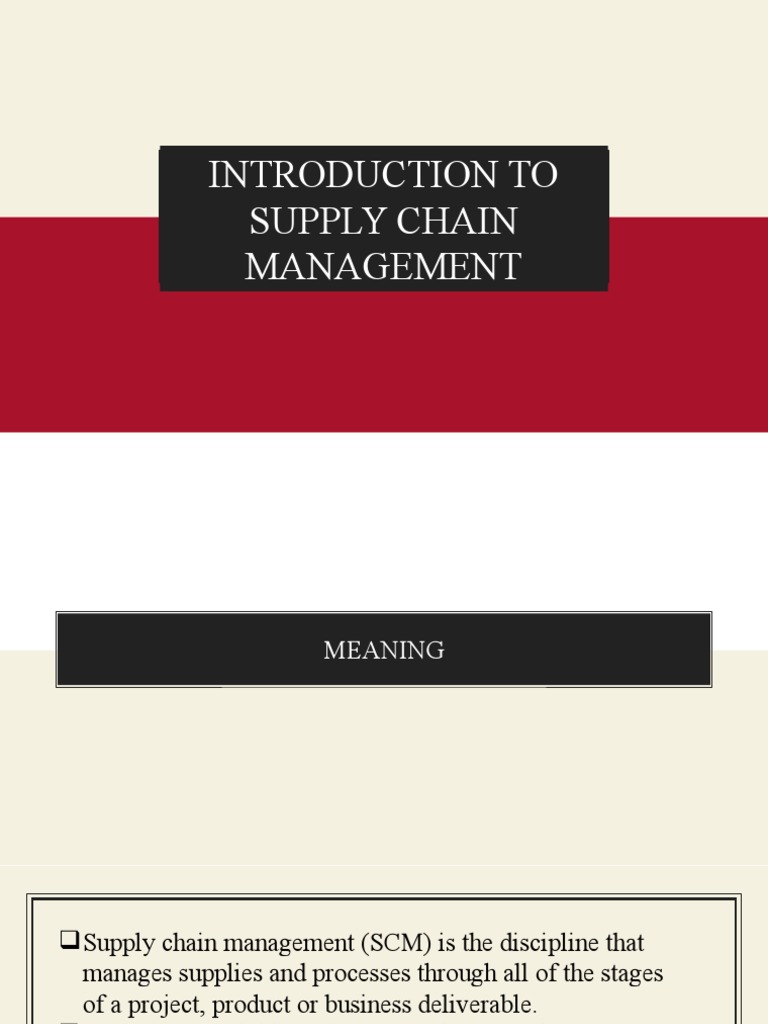 Introduction To Supply Chain Management | PDF | Supply Chain | Inventory