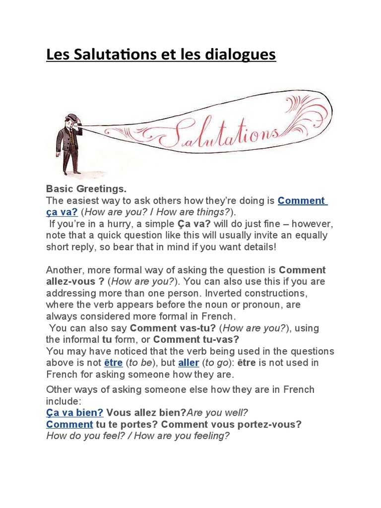 D 2 - Dialogues Et Les Salutations With Exercises | PDF | Linguistic ...