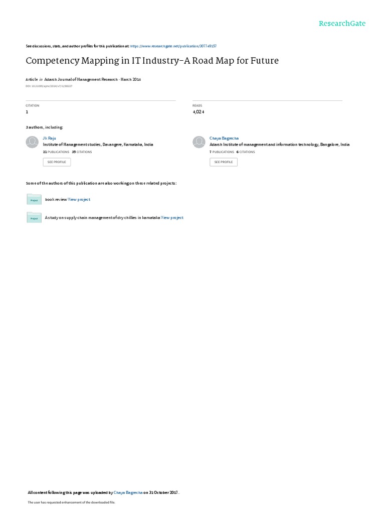 Competency Mapping in IT Industry-A Road Map For F | PDF | Competence ...