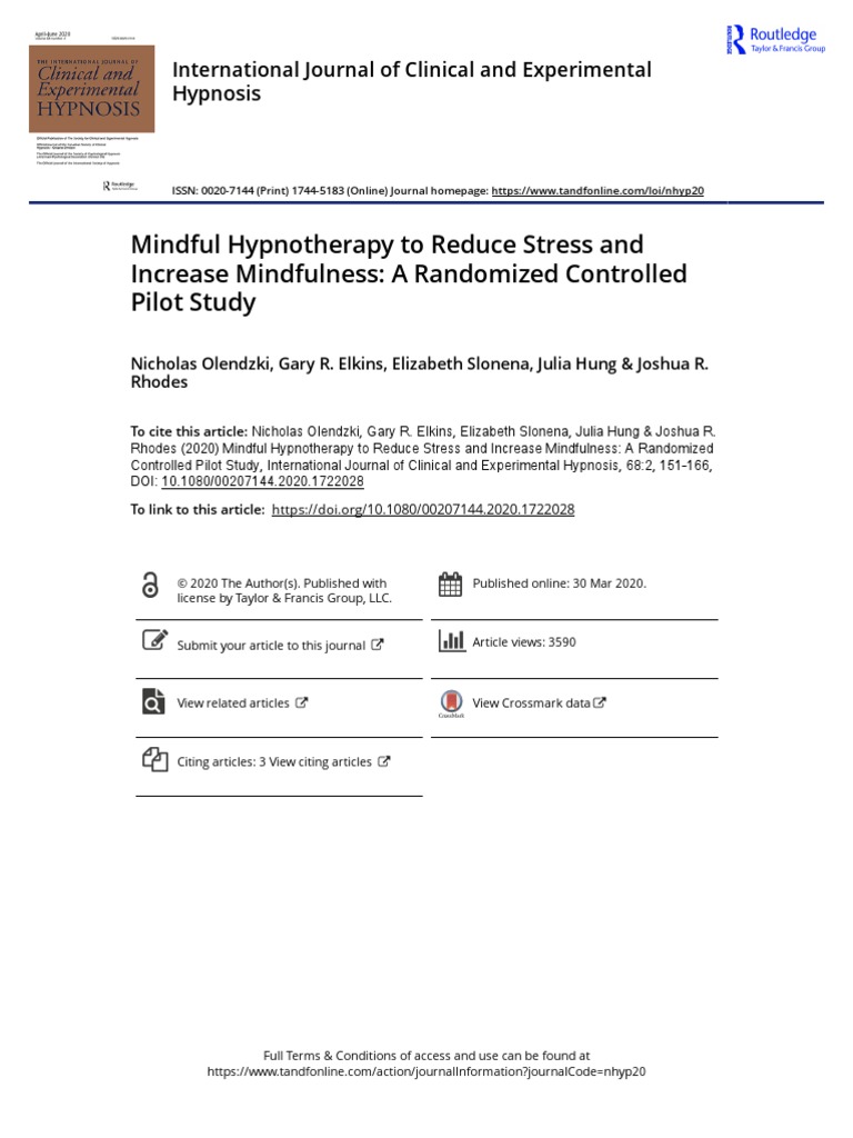 Mindful Hypnotherapy To Reduce Stress and Increase Mindfulness A ...