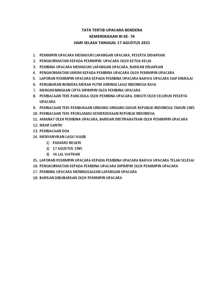 Tata Tertib Upacara Bendera | PDF