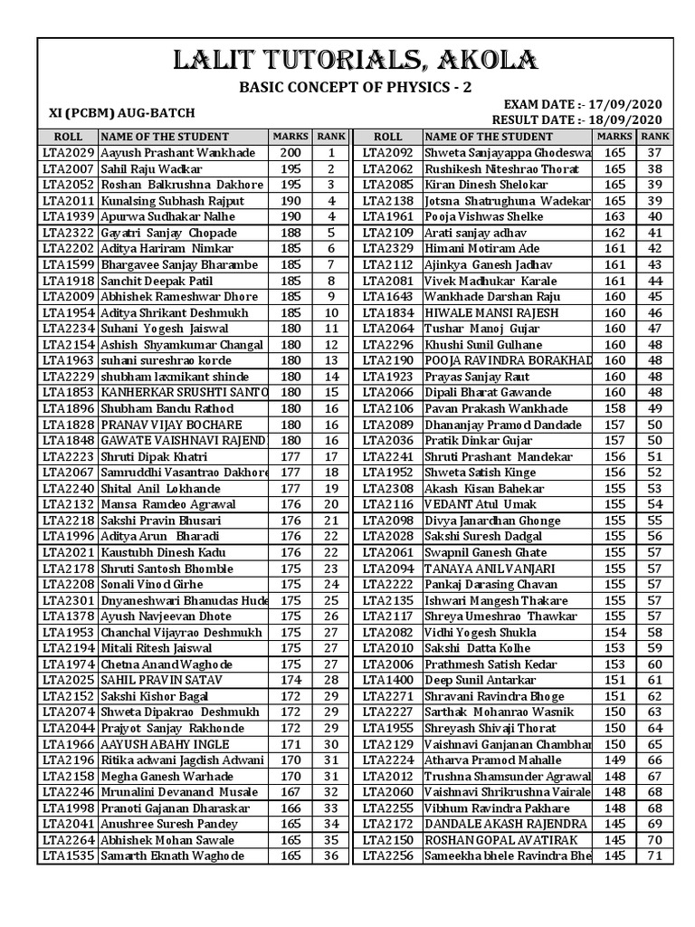 Lalit Tutorials, Akola: Basic Concept of Physics - 2 | PDF