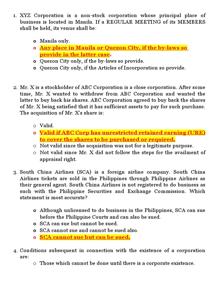 Multiple Choice Questions 1 | PDF | Stocks | Corporations