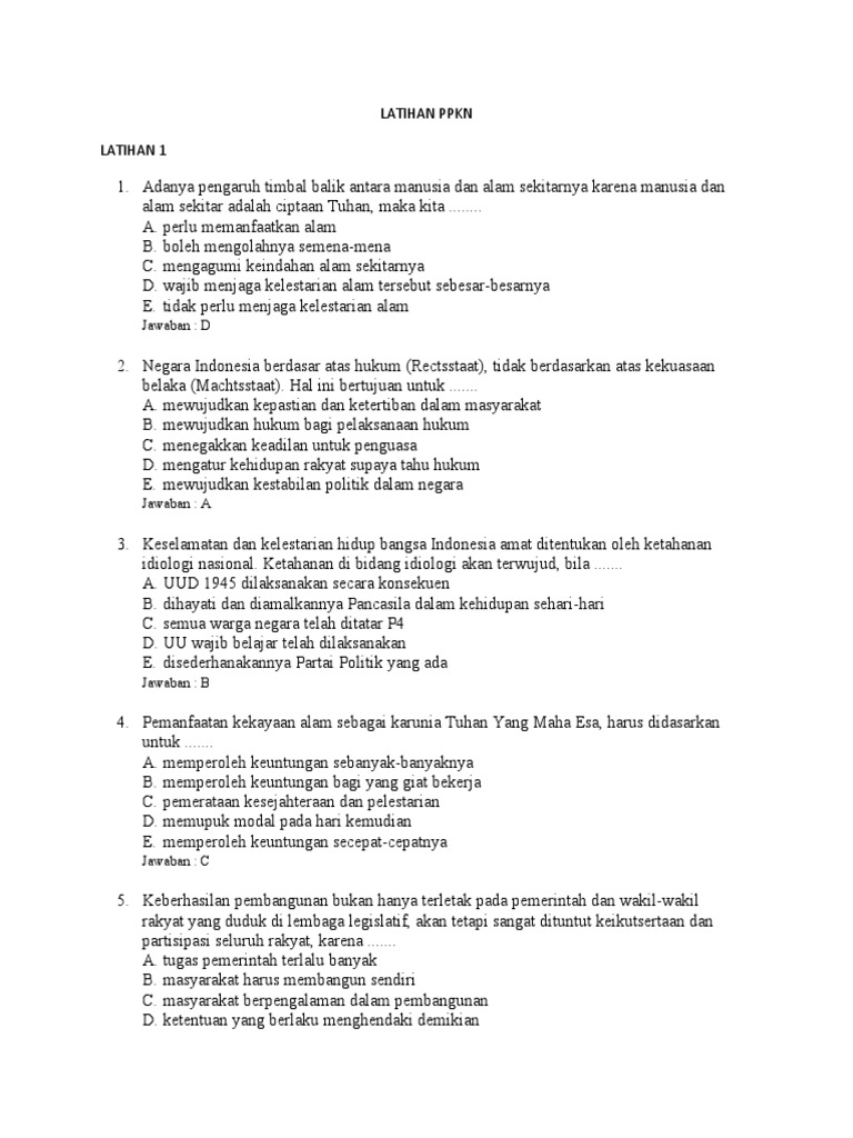 Latihan PPKN | PDF | Politik | Ilmu Sosial