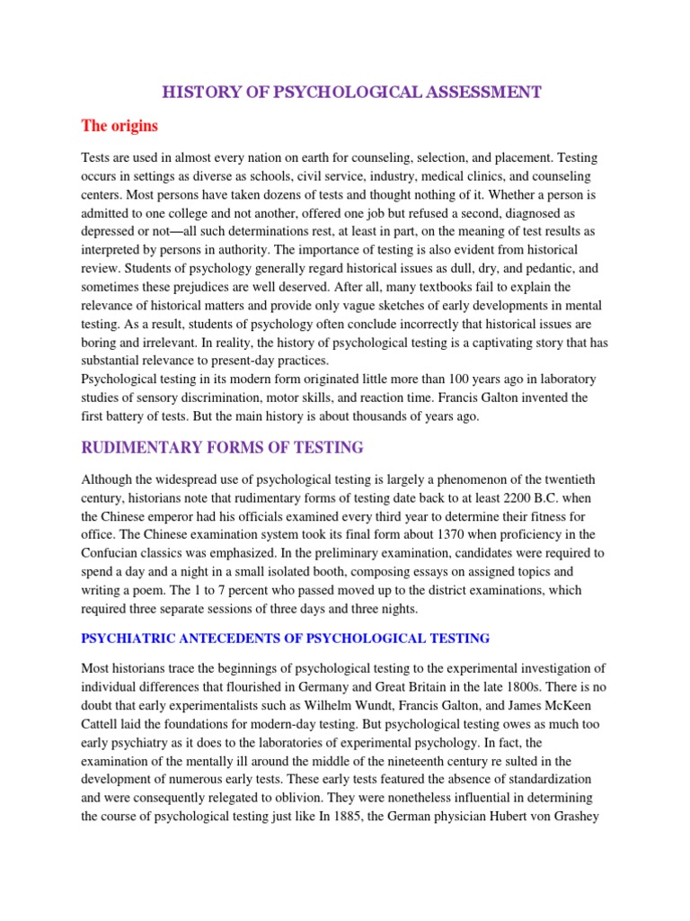 History of Psychological Testing | PDF | Psychology | Intelligence Quotient