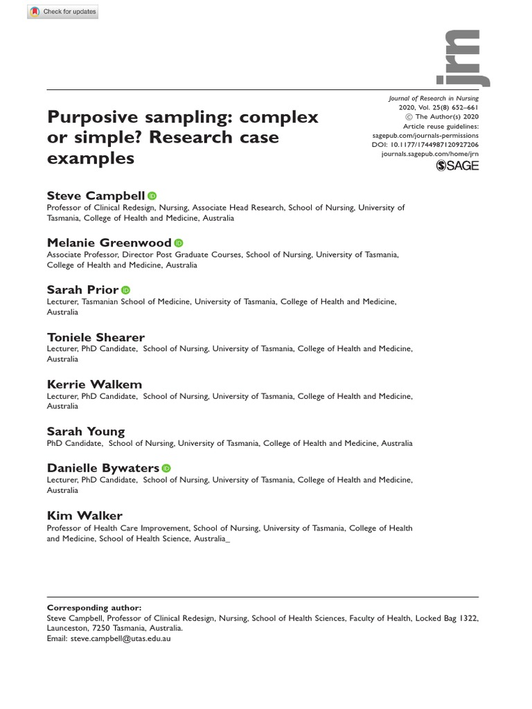 Purposive Sampling - Complex or Simple? Research Case Examples | PDF ...