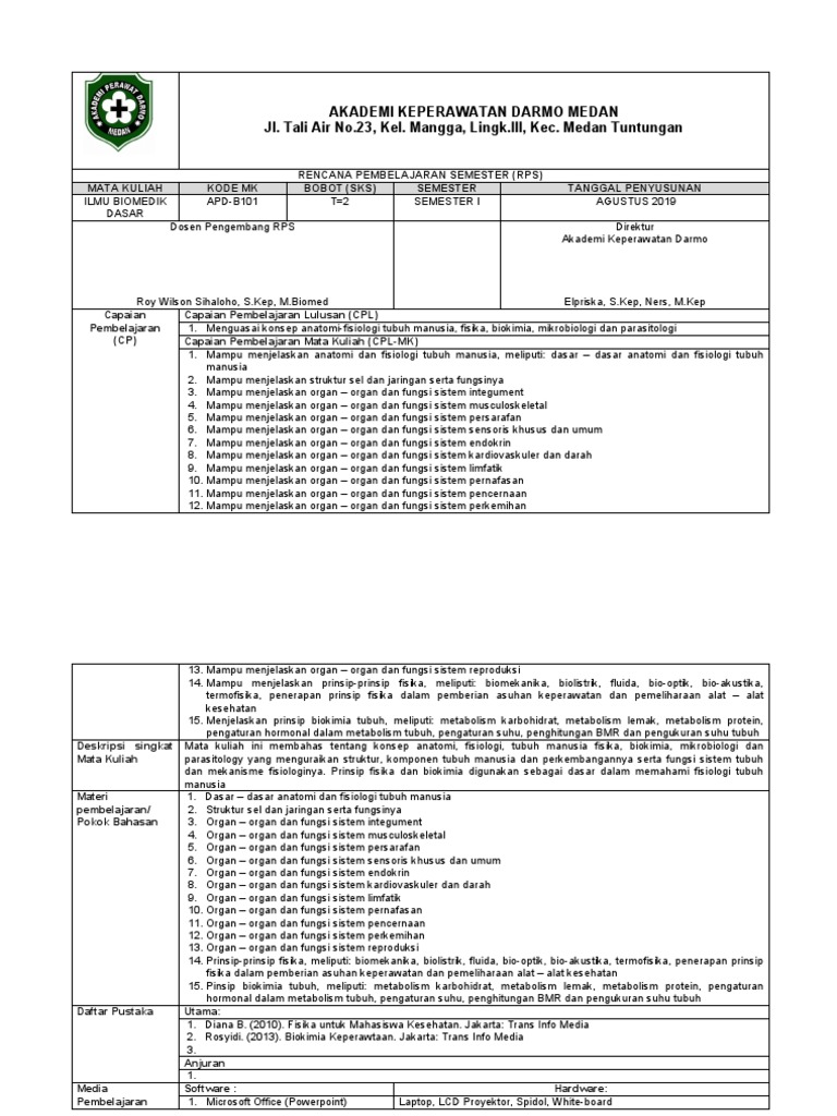 RPS Ilmu Biomedik Dasar | PDF | Sains & Matematika