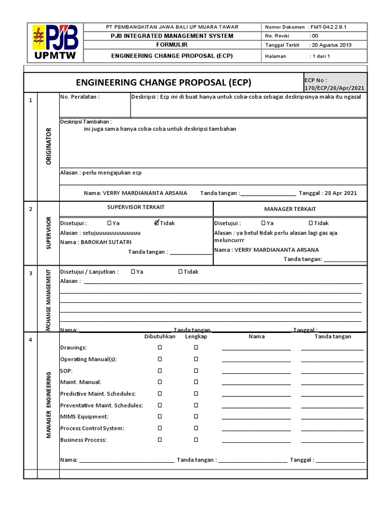 Proposal Perubahan Teknik ECP 2021 | PDF | Bisnis | Pengelolaan ...