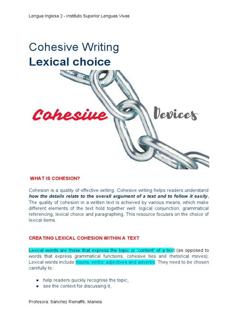 Cohesive Writing: Lexical Choice | Download Free PDF | Part Of Speech ...