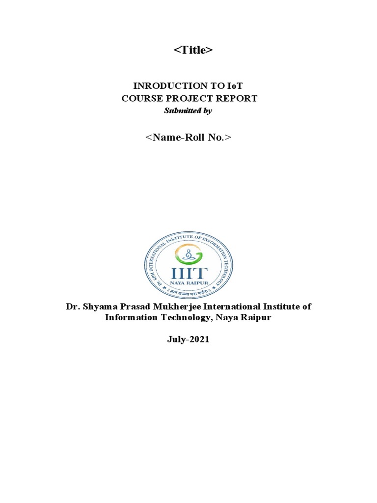 IoT Project Report Template | PDF