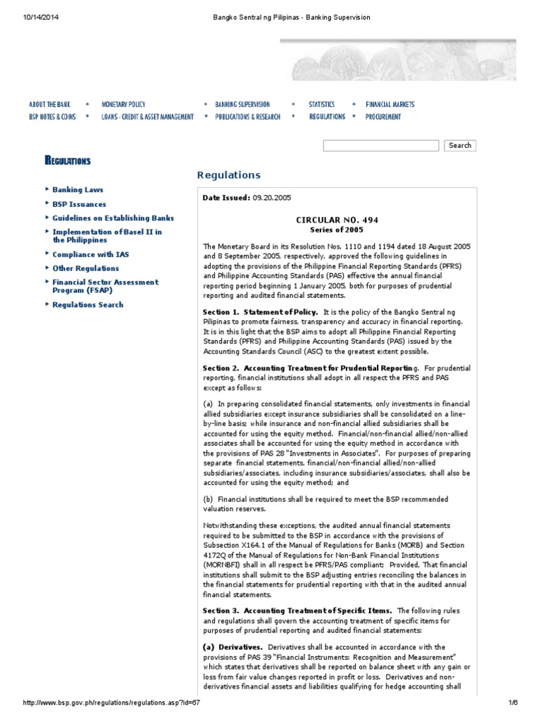 BSP Guidelines on Financial Reporting | PDF | Securities (Finance ...