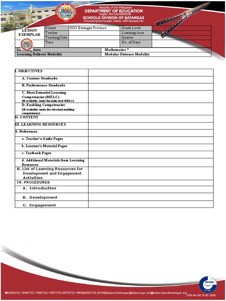 Lesson Exemplar Template | PDF