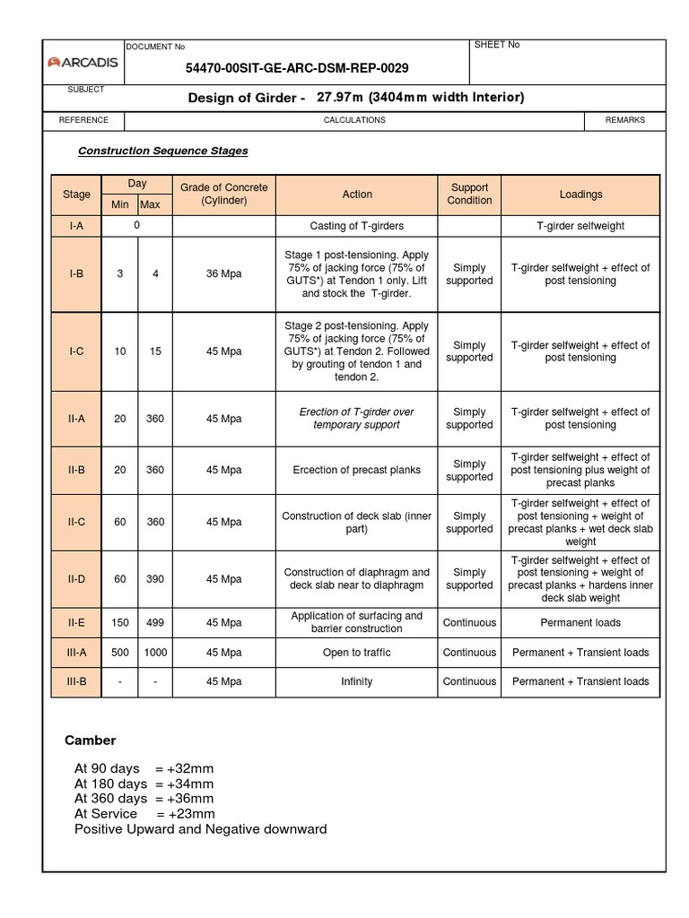 Construction Sequence and Camber - 1 | PDF | Prestressed Concrete ...