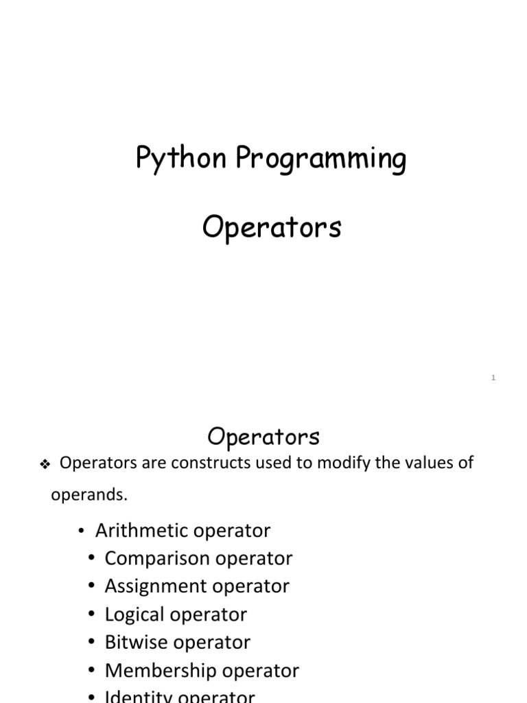 Python - Operators | PDF | Computer Programming | Computer Architecture