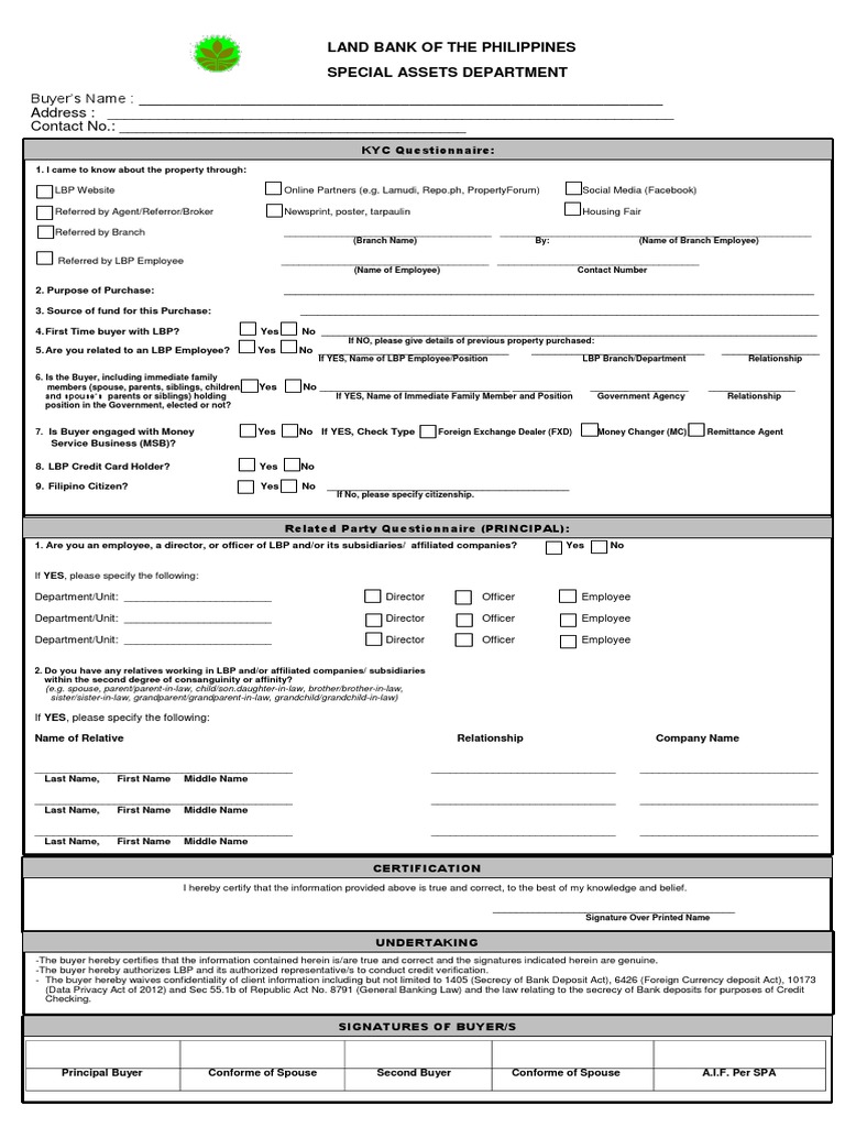KYc Questionnaire | PDF | Social Institutions | Social Science