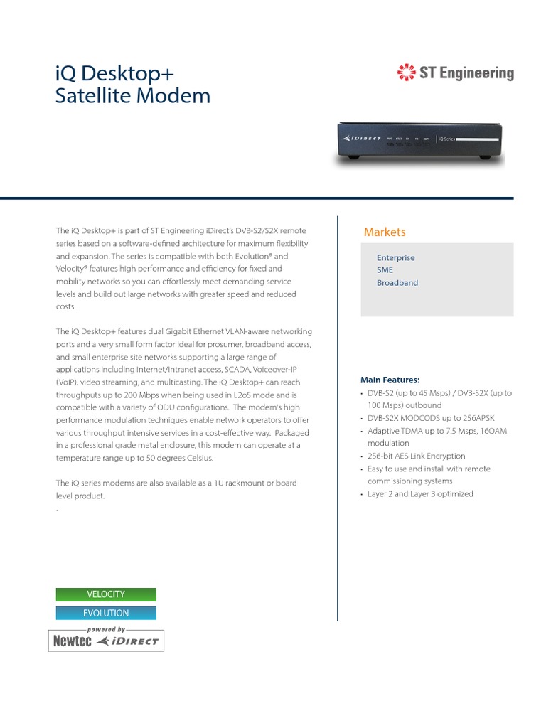 Iq Desktop+ Satellite Modem: Markets | PDF | Computer Network | Power ...